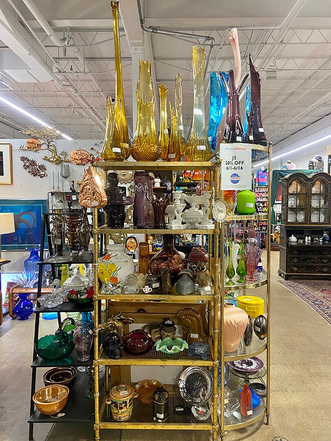 From kitschy to classy, this booth has it all. It's like your eccentric aunt's living room exploded in the best possible way.