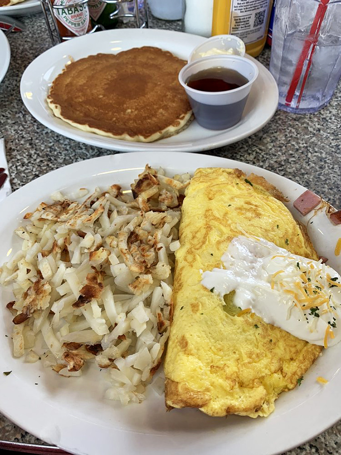 This Denver omelet is packed tighter than a carry-on bag, bursting with flavors that'll make you say "Oh my darlin', Dixie's fine!"