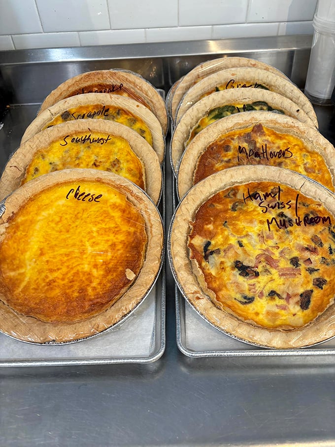 Pie-fecta! From classic cheese to meatlovers, these quiches are like a savory hug for your taste buds.