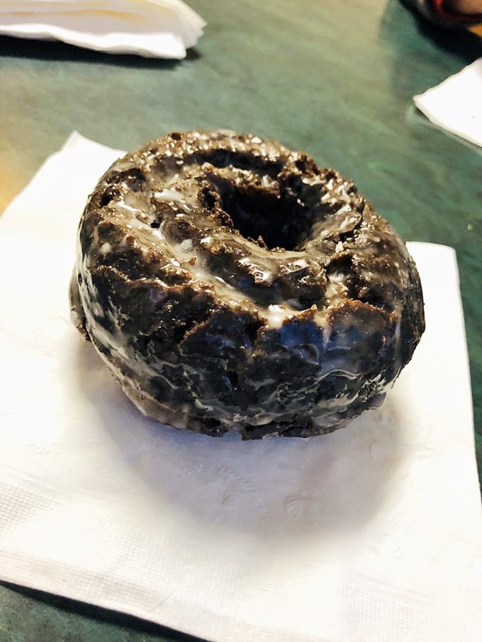 Chocolate so dark, it puts Batman's cape to shame. This double chocolate cake donut is the superhero your morning needs.