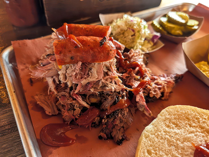 Meet El General Patron - the sandwich that'll have you saluting with every bite. Coleslaw on the side for a crisp, cool contrast.