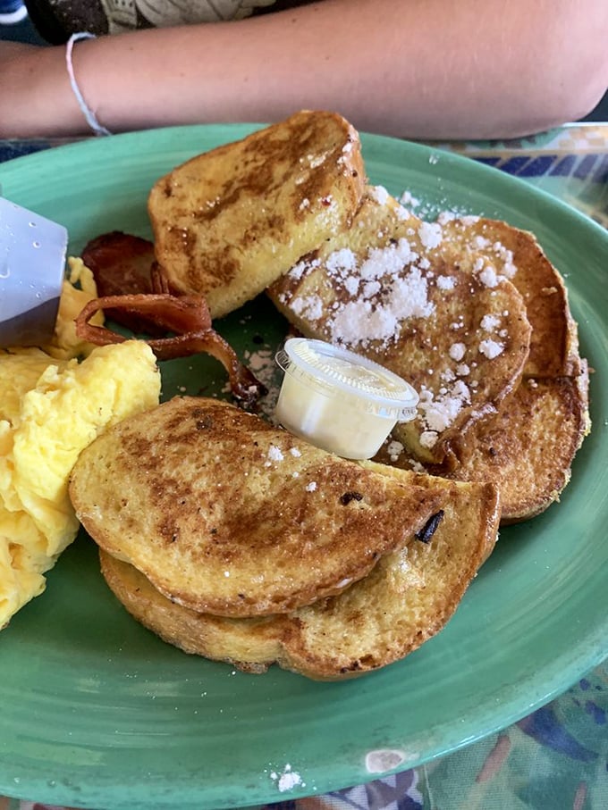 French toast that's dressed for success with a light dusting of powdered sugar&mdash;like morning clouds sprinkled with snowflakes.