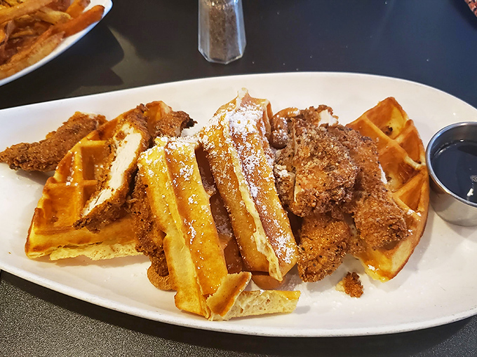 Chicken and waffles: the breakfast of champions and late-night revelers alike. Crispy, juicy, and sweet &ndash; it's a flavor trifecta that'll make your taste buds do the cha-cha.