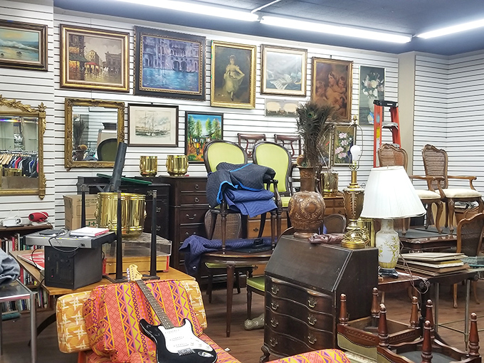 Mid-century marvels meet eclectic art! It's like "Mad Men" and "Antiques Roadshow" had a beautiful, furniture-filled baby.