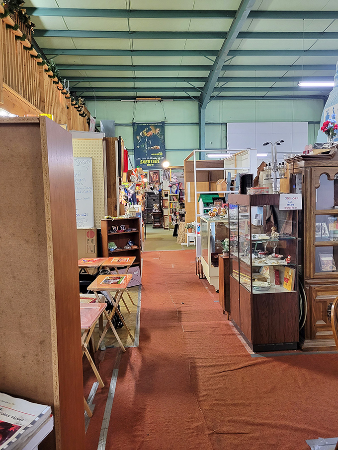 Down the rabbit hole we go! This hallway promises adventures in antiquing that would make Alice herself dizzy with excitement.