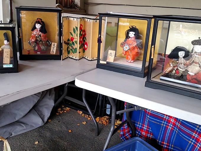 Tiny guardians of culture in glass cases. These Japanese dolls are ready to bring a touch of the East to your curio cabinet.