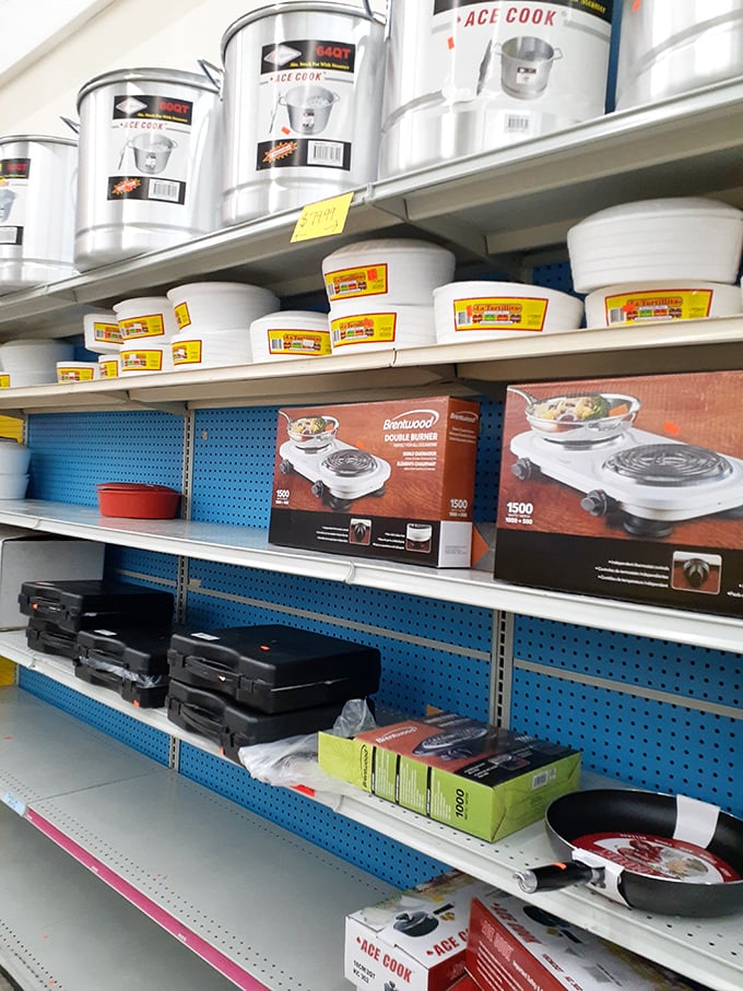 Kitchen dreams come true in the cookware aisle, where Ace Cook stockpots and double burners await your culinary adventures.