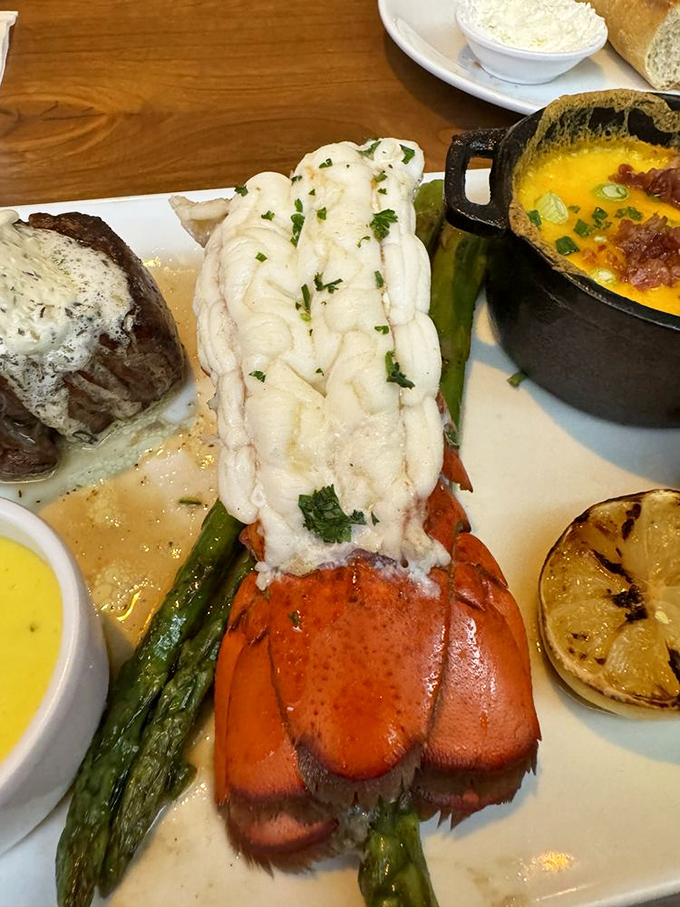 Surf meets turf in a culinary tango. This plate is so pretty, it almost makes you feel guilty for diving in. Almost.