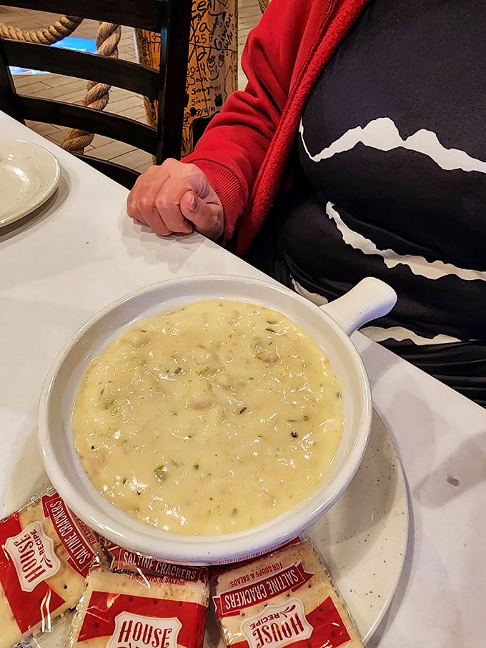 Houston, we have a chowder! This bowl is so big, you might need a lifeguard on duty. Crackers at the ready!