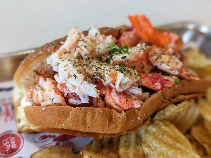 Up close and personal with lobster perfection. It's not just a sandwich; it's a work of art that belongs in the Louvre of Lunch.