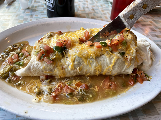 Holy guacamole! This burrito is big enough to have its own zip code. Bring your appetite and possibly a friend or two.