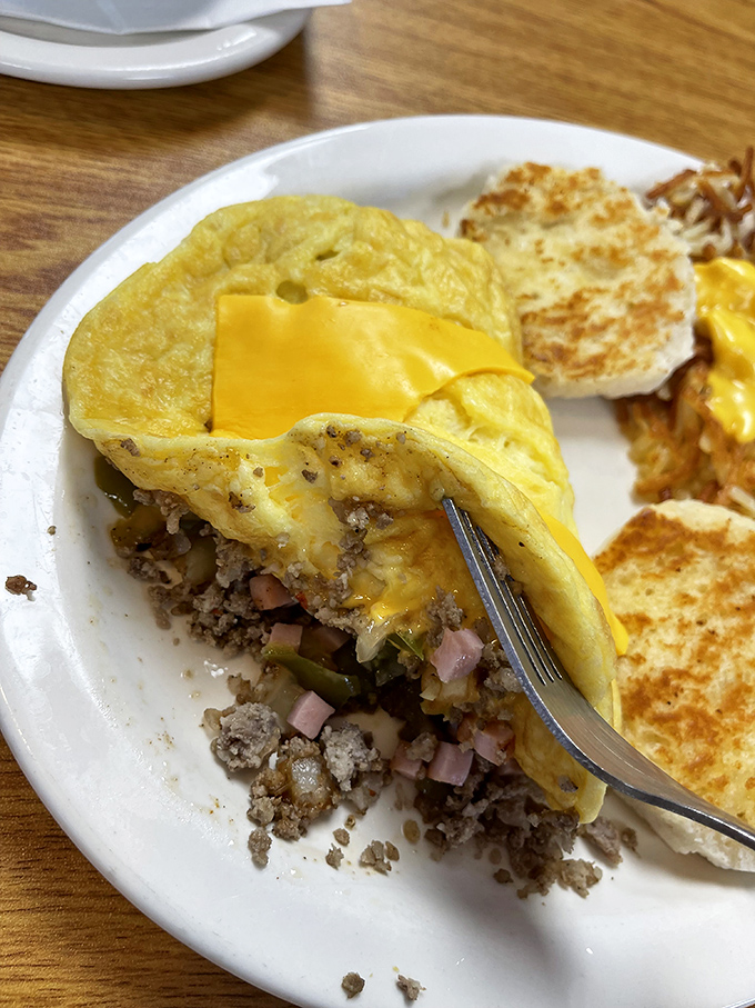 Meet the Hercules of omelets. Packed with more meat than a bodybuilder's protein shake, it's a carnivore's dream come true.