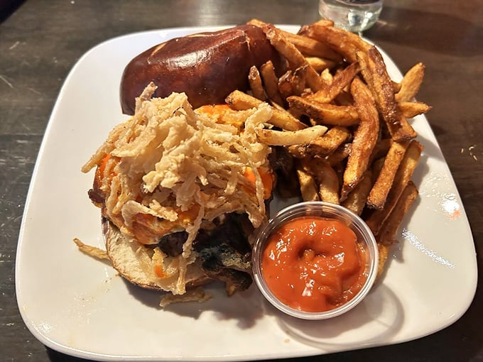 The Metallica burger: Enter sandwich, man! This beast is loaded with bacon, cheddar, and enough attitude to fill a stadium.