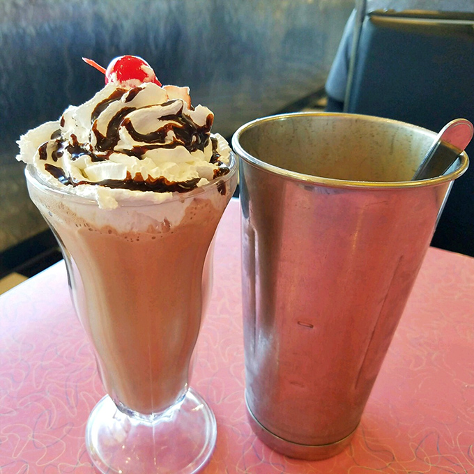Holy moly, that's not a milkshake&mdash;it's a skyscraper of deliciousness! Topped with a cherry, it's the Empire State Building of desserts.
