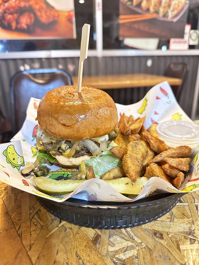 The Mushroom Cheese Burger: where fungi meets fun guy. A umami explosion that'll have you saying "oh my" with every bite.