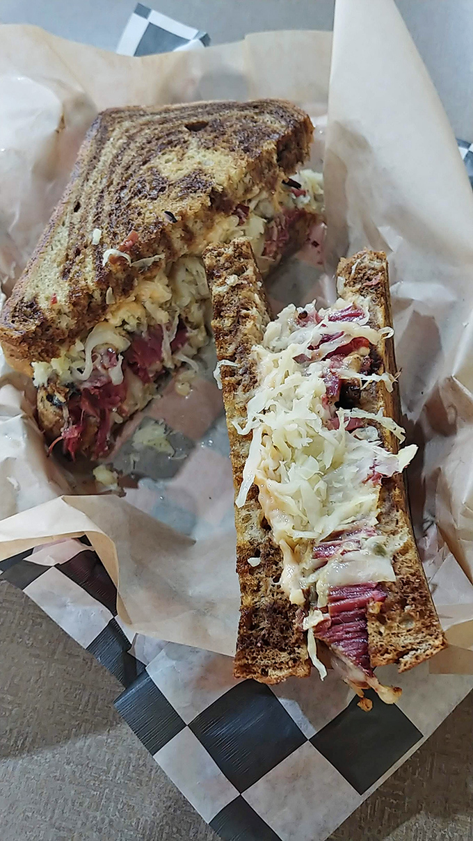 Pastrami perfection! This sandwich is so good, it might just solve world peace... one bite at a time.