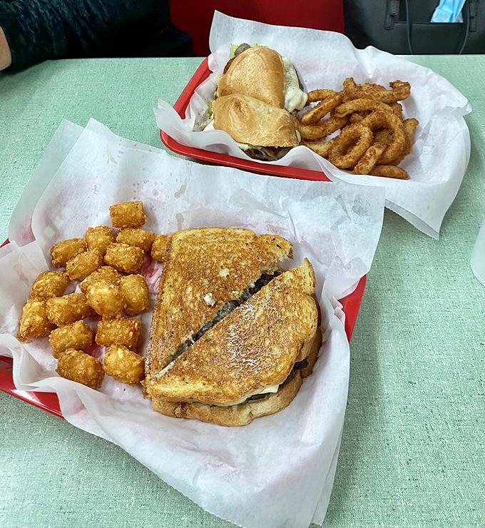 Patty melt perfection! This golden-grilled sandwich is giving us serious "Happy Days" vibes &ndash; Fonzie would definitely give it two thumbs up.