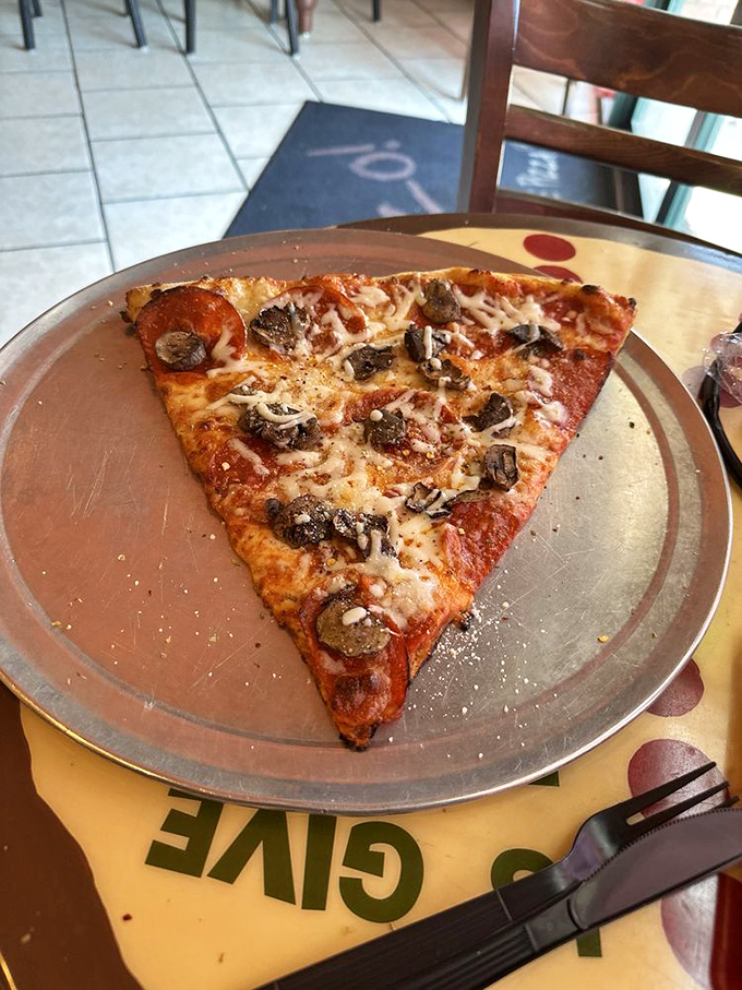 Mushrooms and pepperoni play hide and seek on this pie. It's like "Where's Waldo?" but deliciously edible.