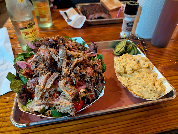 Who said salads can't be exciting? This pulled pork number is like a carnivore's confetti, celebrating in your mouth with every bite.