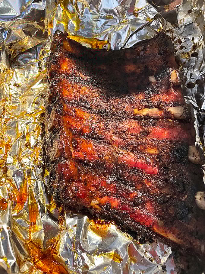 Rack 'em up! These ribs are so perfectly aligned, they could moonlight as a xylophone in a meat orchestra.