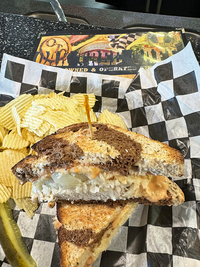 Meet the Sandwich Superhero! This Reuben, with its perfectly grilled rye and generous filling, is ready to save your hunger faster than you can say "Holy Corned Beef, Batman!"