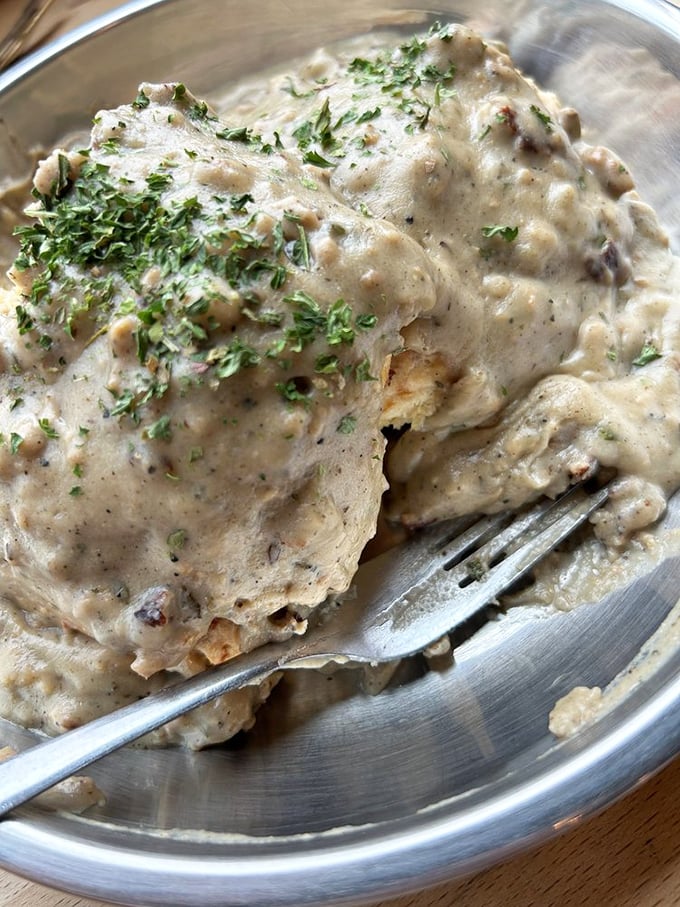 These biscuits and gravy are so good, they might just solve world peace. Or at least your hunger pangs.