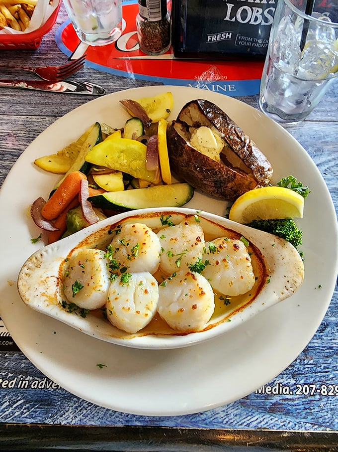 Scallops so plump, they could star in their own Marvel movie. Paired with veggies, it's a plate of pure coastal bliss.