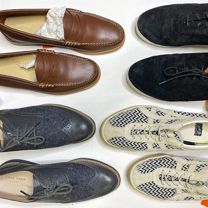 From Cole Haan to casual kicks, the men's shoe selection proves secondhand style isn't just for the ladies.