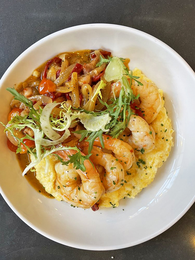 Shrimp and grits: Where Southern comfort meets Western adventure. It's like a hoedown in your mouth, with shrimp as the surprise guest stars.