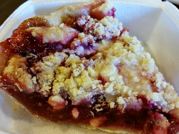 Crumble-topped fruit pie that doesn't need Instagram filters&mdash;just your undivided attention and possibly an extra napkin for the inevitable happy tears.