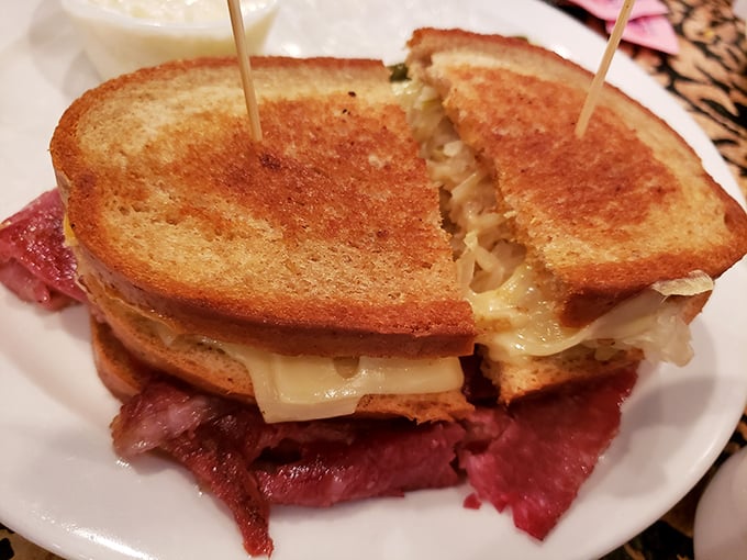 The Leaning Tower of Delicious! This triple-decker Reuben is a monument to the art of sandwich-making.