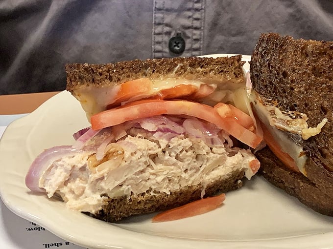 The Tuna Salad Sandwich: where simplicity meets satisfaction. It's like a hug for your taste buds, wrapped in toasty bread.