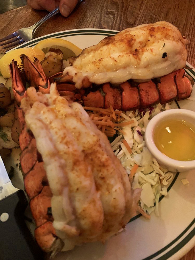 Double trouble never looked so good. These twin lobster tails are the Olsen twins of the seafood world.