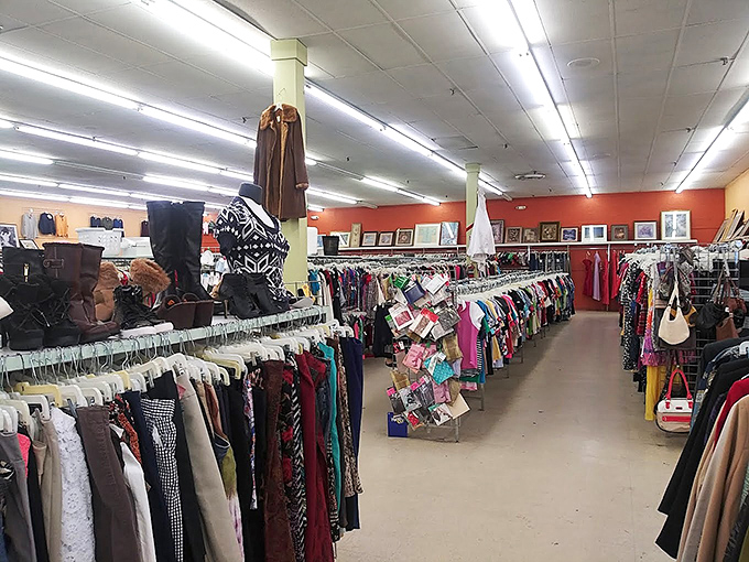 Ladies, start your shopping engines! This aisle is a fashion feast where vintage meets modern in a stylish dance.