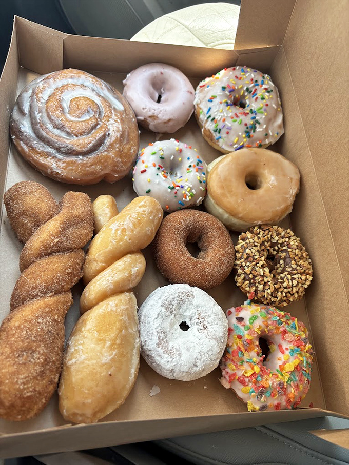 A box of joy that puts Pandora's to shame. Donutology's assortment is a treasure trove of rings, twists, and rolls to satisfy every craving.