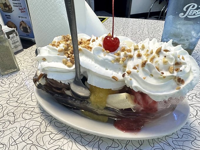It's not a sundae, it's a sun-week! This banana split could feed a small army... of very happy, very sticky children.