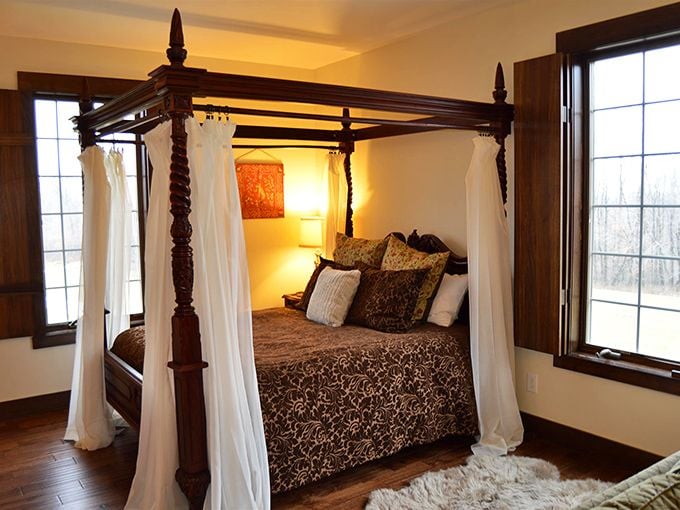 Sleep like royalty in this four-poster bed. Just remember, "off with their heads" is not an acceptable way to request a wake-up call.