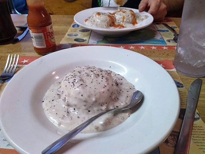 Half the portion, but all the flavor! This biscuits and gravy dish proves that sometimes, the best things come in small packages.