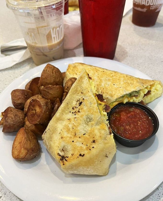Burrito bonanza: Wrapped up tighter than a telenovela plot twist, this breakfast burrito is a flavor fiesta waiting to unfold.