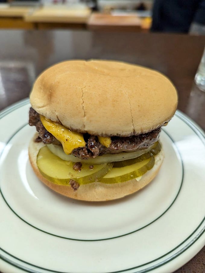 Simple perfection between two buns. This burger doesn't need a fancy pedigree to steal your heart.