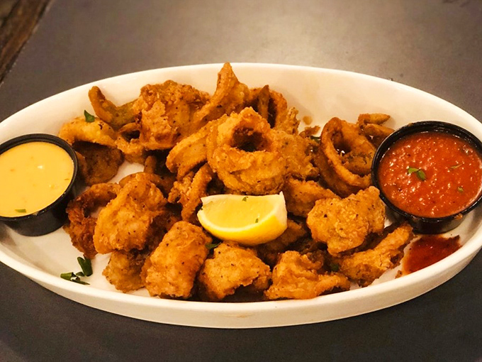 Calamari that's crispy, golden, and utterly irresistible. It's like a seafood version of your favorite onion rings, but way cooler (and tastier).