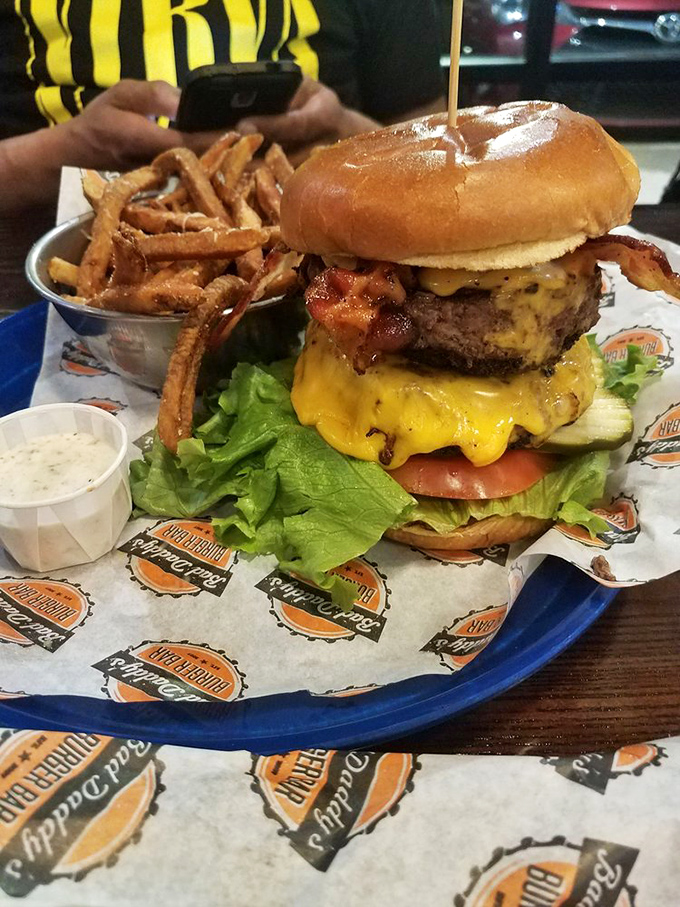 Behold, the cheeseburger of champions! This beauty could make even the most dedicated health nut consider a cheat day. Resistance is futile, my friends.