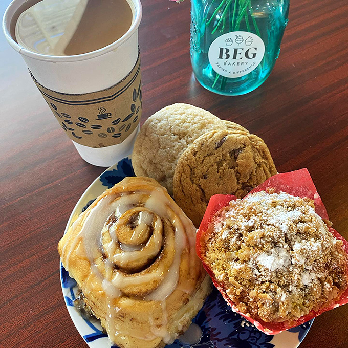 A breakfast of champions... if those champions were competing in a sugar rush marathon. This platter is a sweet tooth's fantasy come true.