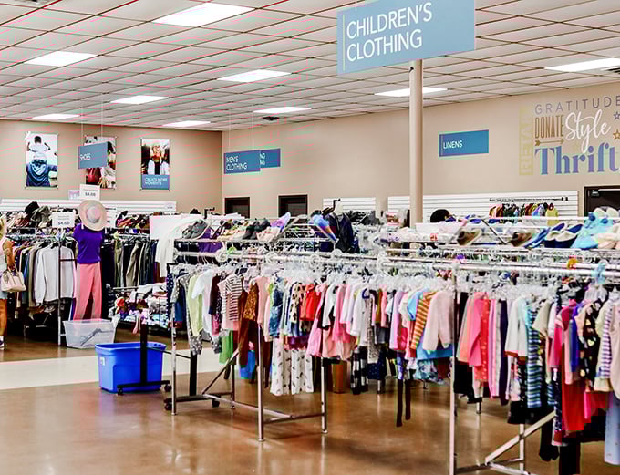 A rainbow explosion of tiny fashions! This children's clothing section is where mini-mes become style icons and parents' hearts (and wallets) melt.