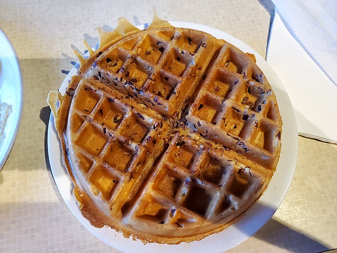 Crispy on the outside, fluffy on the inside &ndash; this waffle is the Goldilocks of breakfast foods. Just right and ready for your fork.