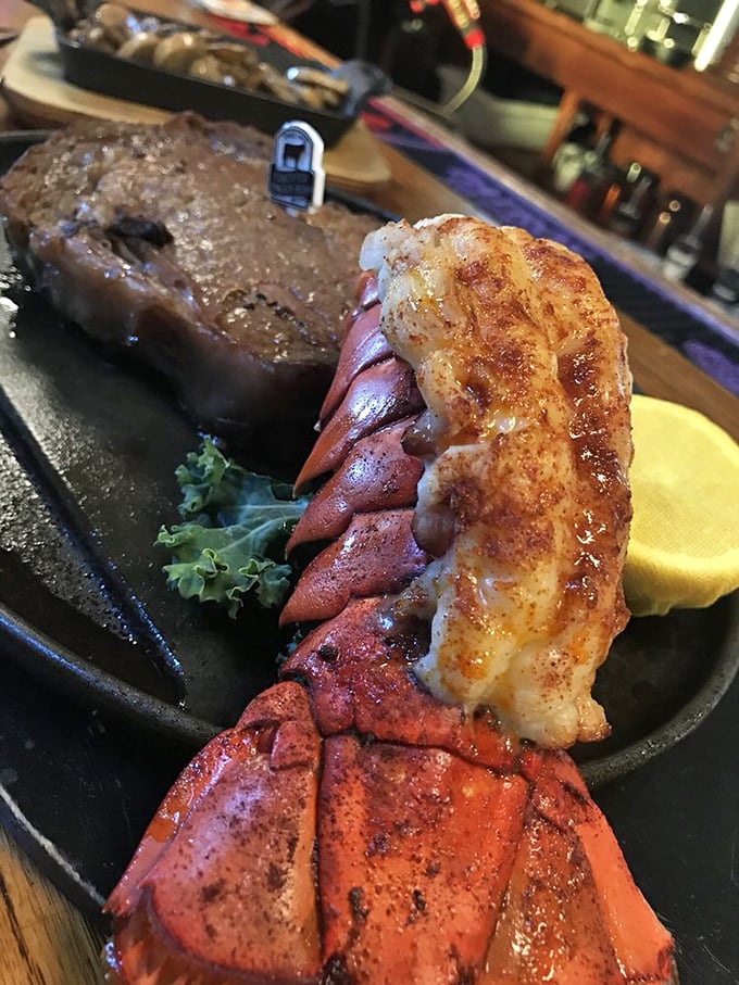 Land ho! This grilled lobster tail is sailing straight into flavor town. Paired with a juicy steak, it's surf and turf perfection on a plate.