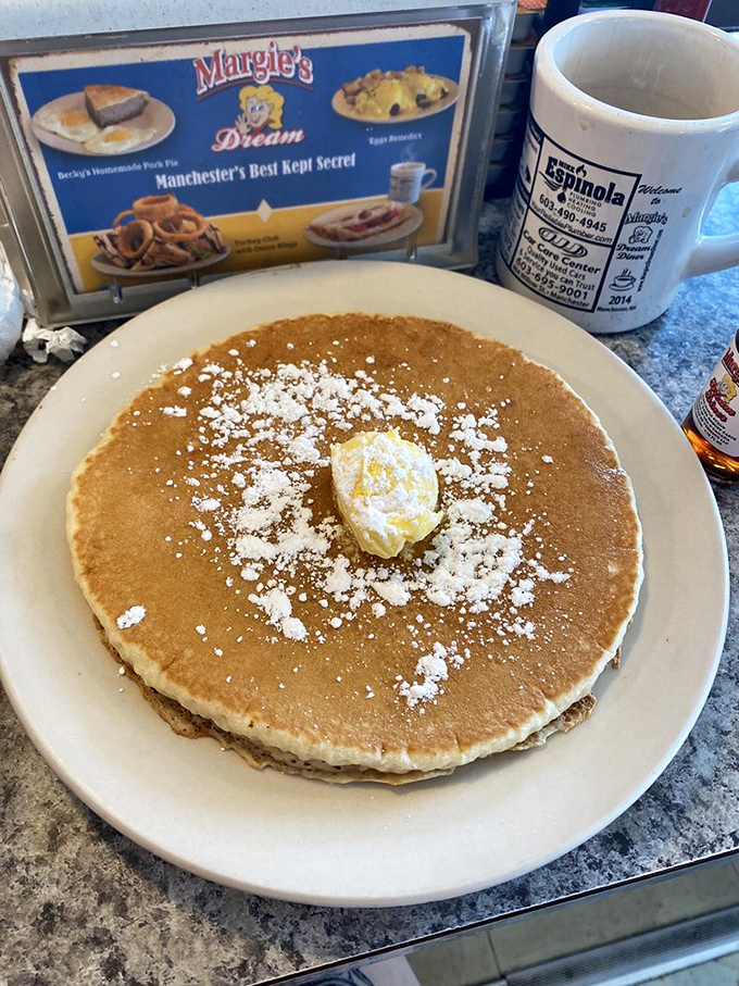Pancakes or modern art? At Margie's, it's both! This stack is fluffier than a cloud's daydream about marshmallows.