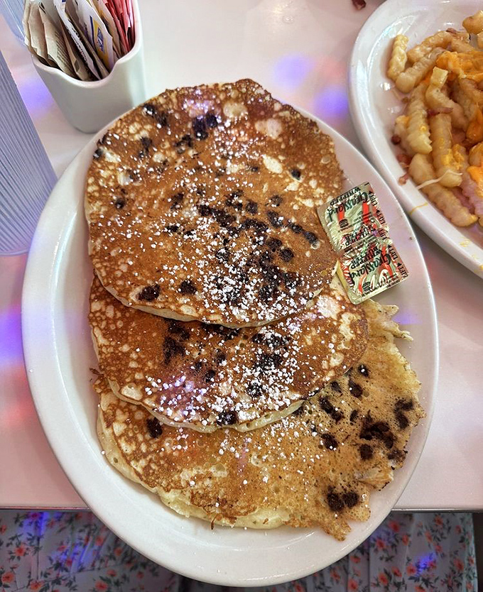 Pancakes or edible frisbees? These fluffy discs of joy are so big, you might need a permit to carry them out of the restaurant.