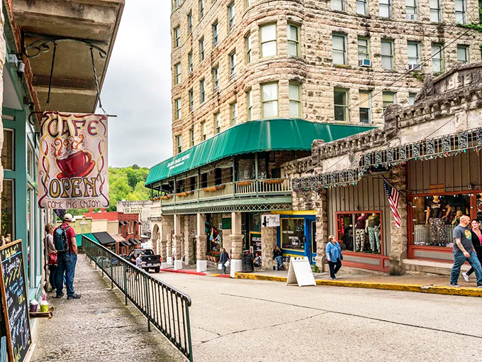 Sidewalk caf&eacute; culture, Ozark style! Grab a seat, order a coffee, and watch the world go by. It's people-watching paradise!