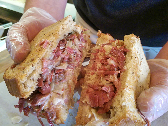 Prepare for a flavor explosion! This Reuben sandwich isn't just lunch, it's an event. It's like a party in your mouth, and everyone's invited.